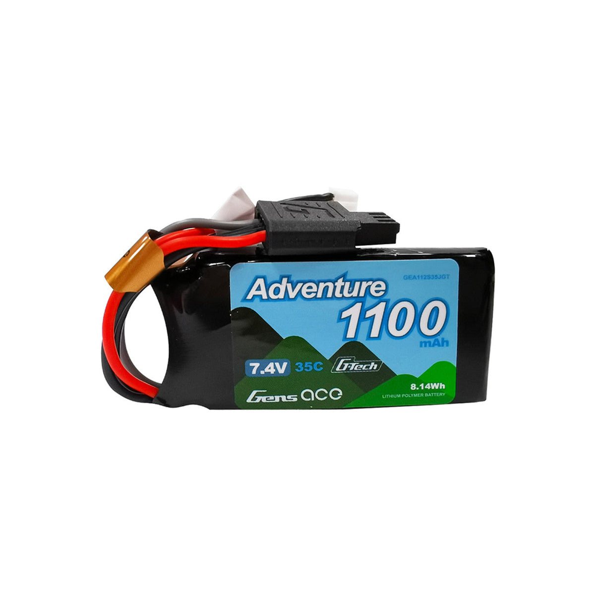 Gens Ace 1100mAh 2S 35C 7.4V G-Tech Adventure Lipo Battery Pack With J ...