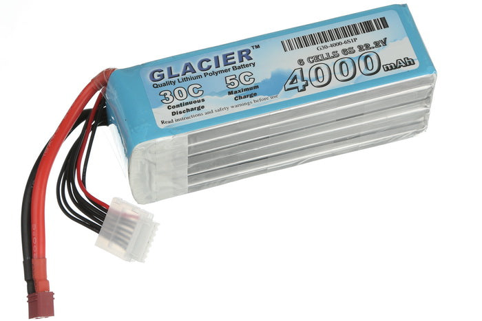 Glacier 30C 4000mAh 6S 22.2V LiPo Battery – MPI Hobby
